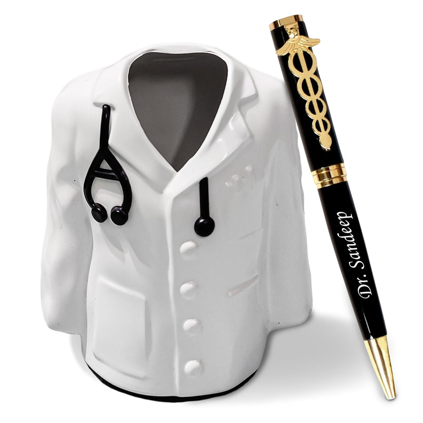 Doctor Coat Pen Stand WITH PEN with Name Customization – The Gift Baskett